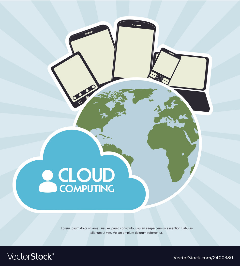 Cloud computing over blue background Royalty Free Vector