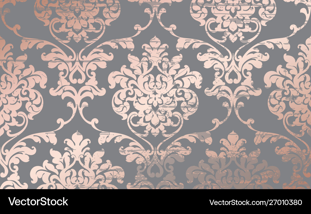 Damask pink gold ornament pattern baroque luxury Vector Image
