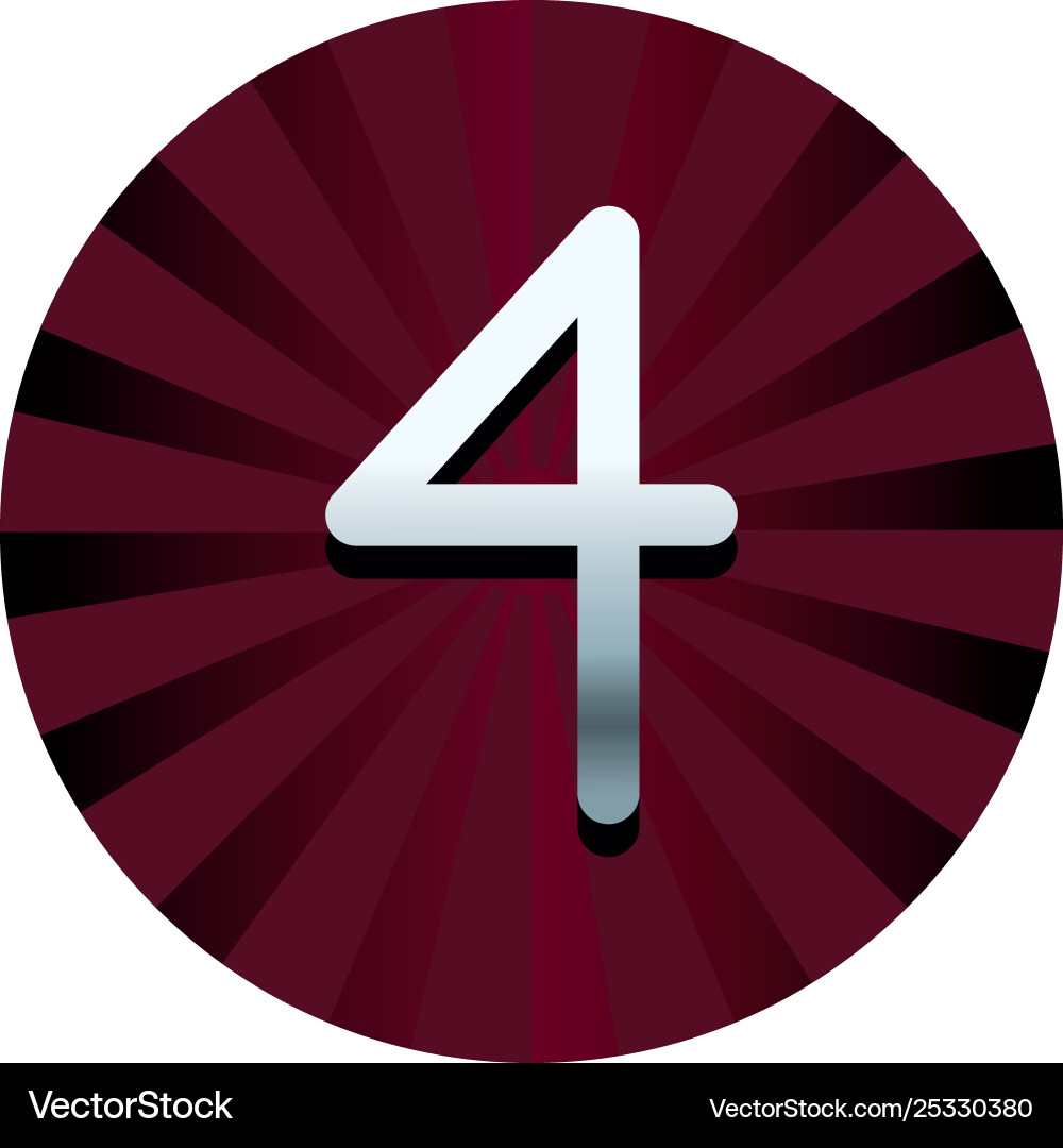Four number in red round symbol Royalty Free Vector Image