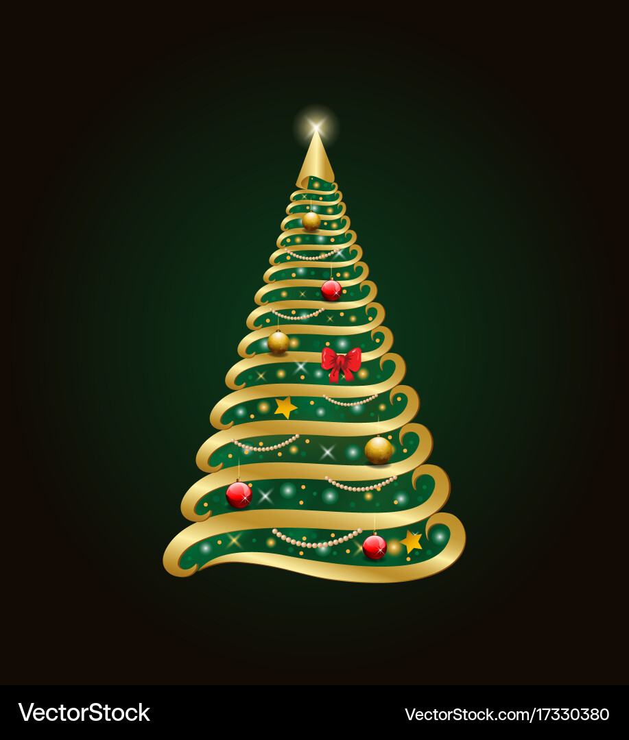 Golden decorative christmas tree with abstract Vector Image