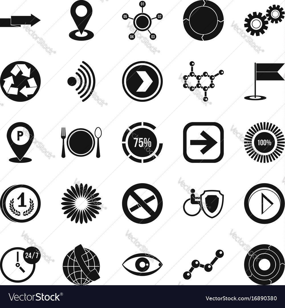 Indicator icons set simple style Royalty Free Vector Image