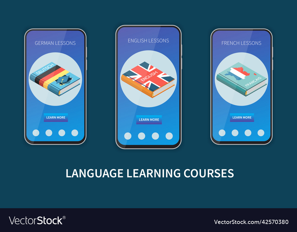 Language courses set Royalty Free Vector Image