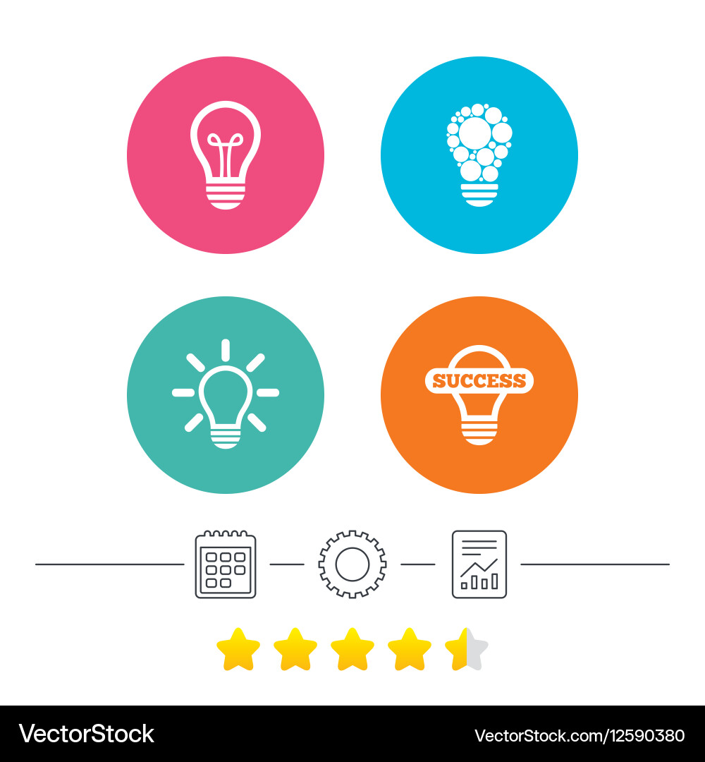 Light lamp icons energy saving symbols Royalty Free Vector