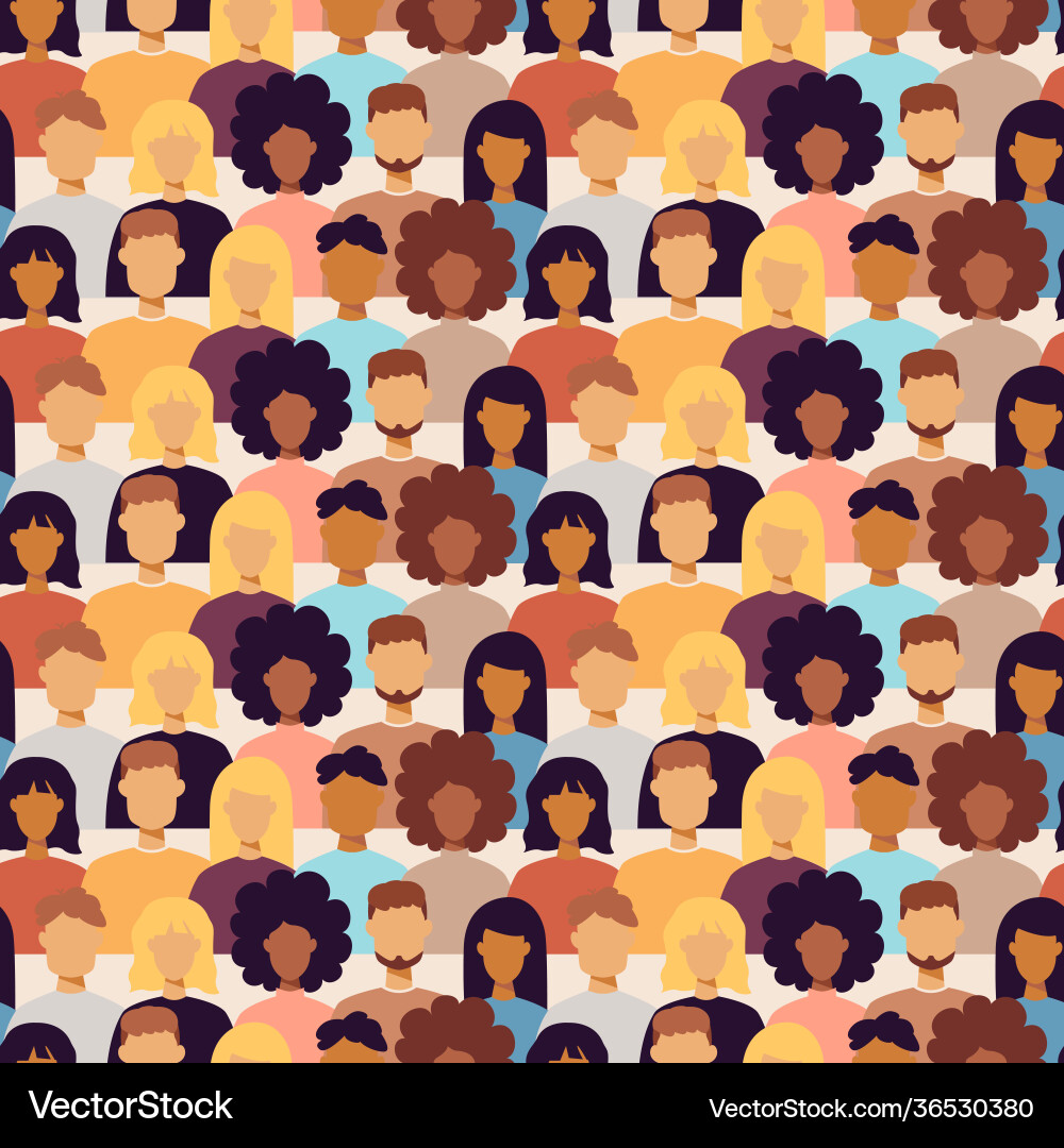 Many trendy people portraits seamless pattern Vector Image