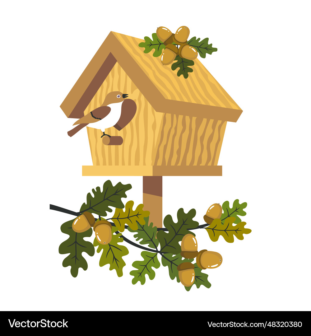 Oak wooden birdhouse Royalty Free Vector Image