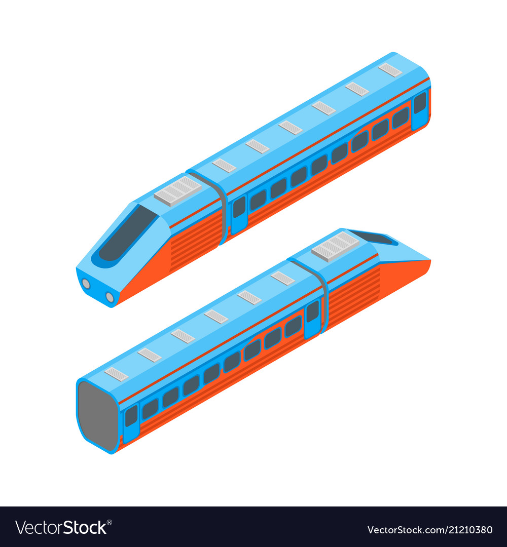 Railway passenger train isometric view Royalty Free Vector Railway passenger train isometric view Royalty Free Vector