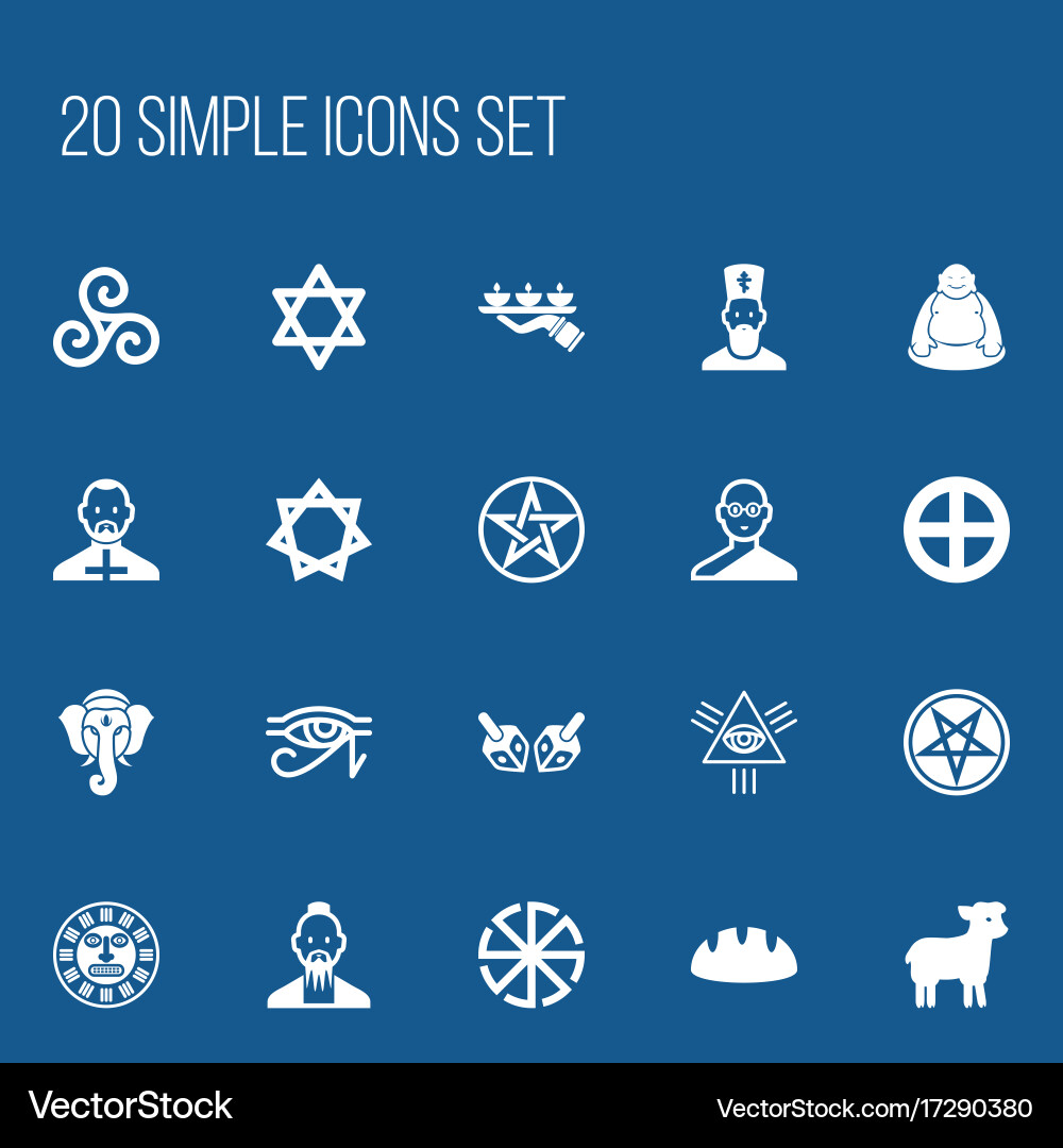 Set of 20 editable religion icons includes Vector Image