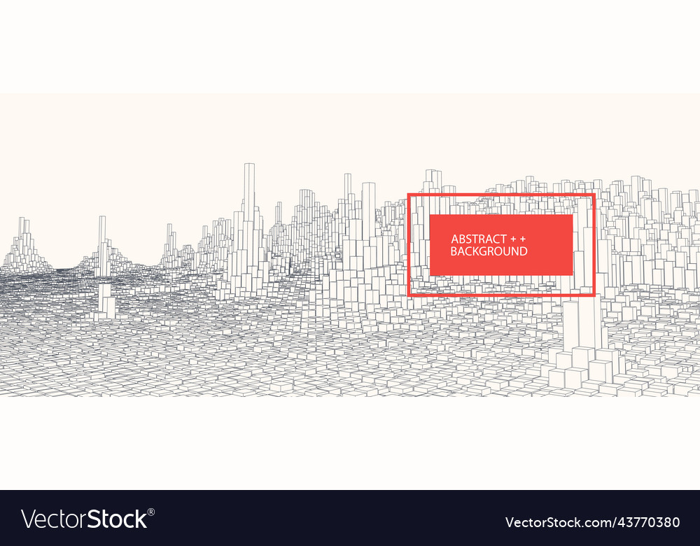 Square pattern wireframe landscape background Vector Image