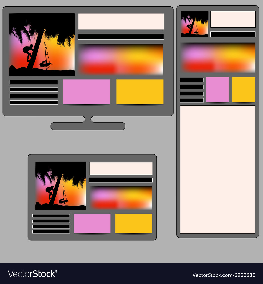 Summer responsive web design Royalty Free Vector Image
