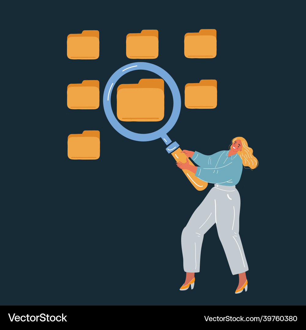 Woman searching file Royalty Free Vector Image