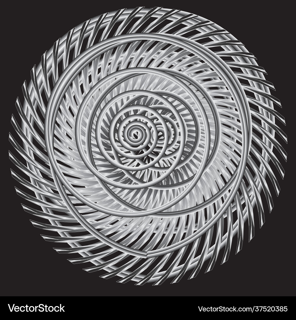 Abstract striped black and white spiral design Vector Image