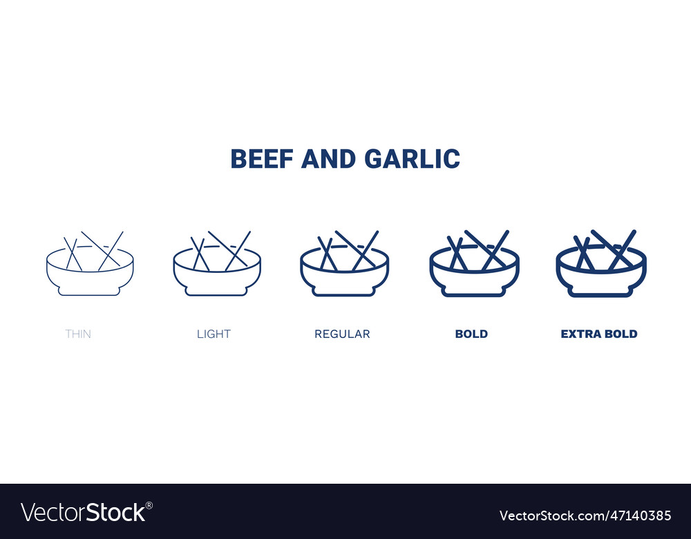 Beef and garlic icon thin light regular bold Vector Image Beef and garlic icon thin light regular bold Vector Image