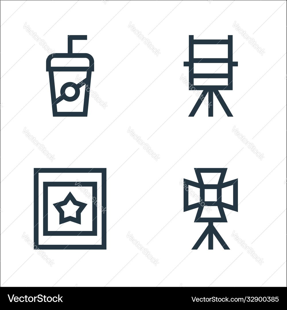Cinema line icons linear set quality line set Vector Image