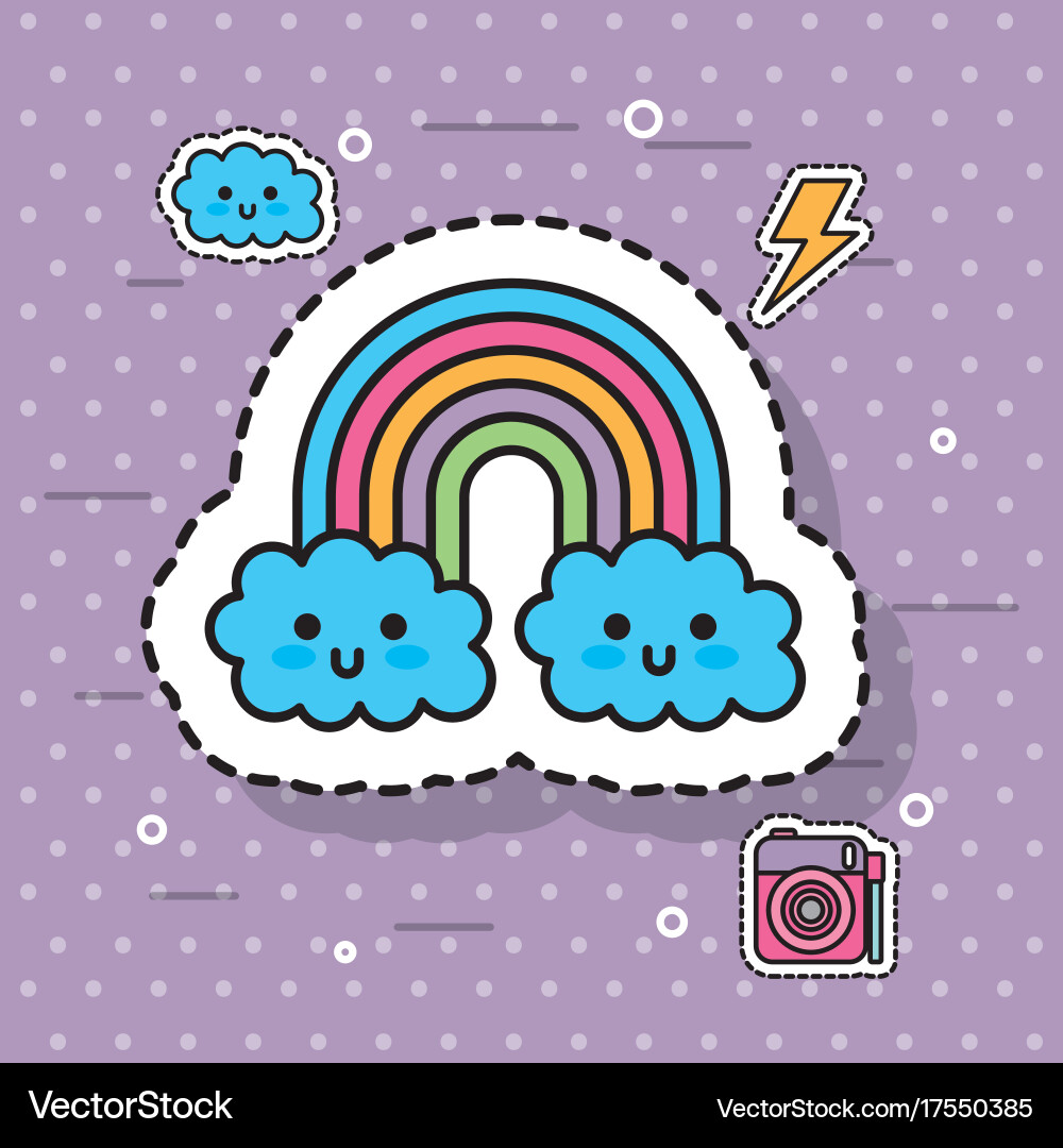 Cute rainbow fantasy kawaii cloud with dots Vector Image