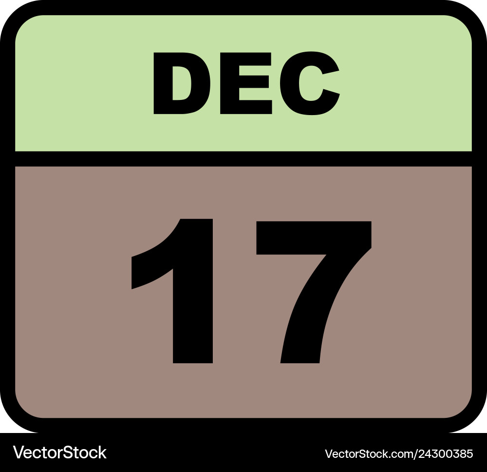 December 17th date on a single day calendar Vector Image