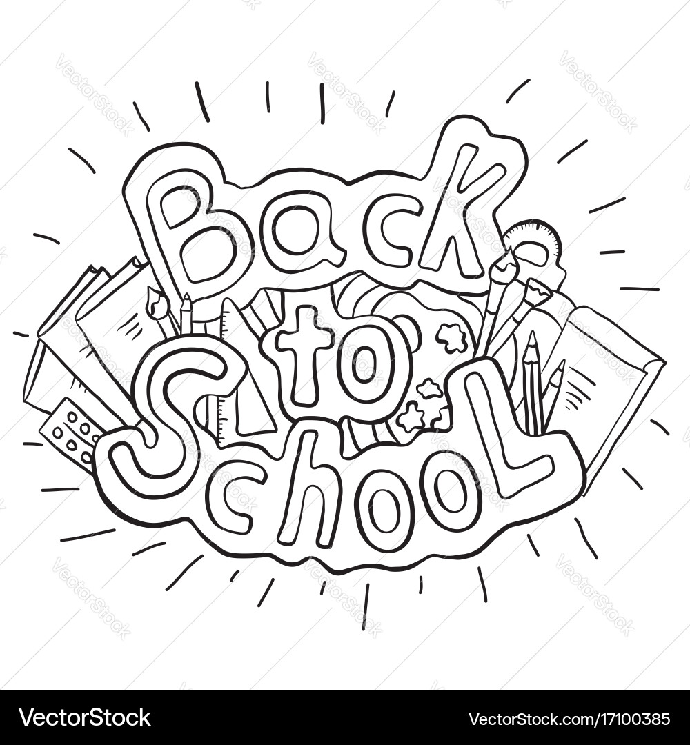 Doodle text back to school with various Royalty Free Vector