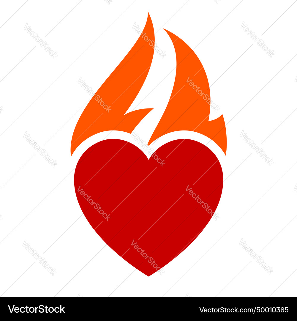Fire flame icon hot heart symbol for logo Vector Image