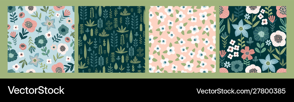 Floral abstract seamless patterns design Vector Image