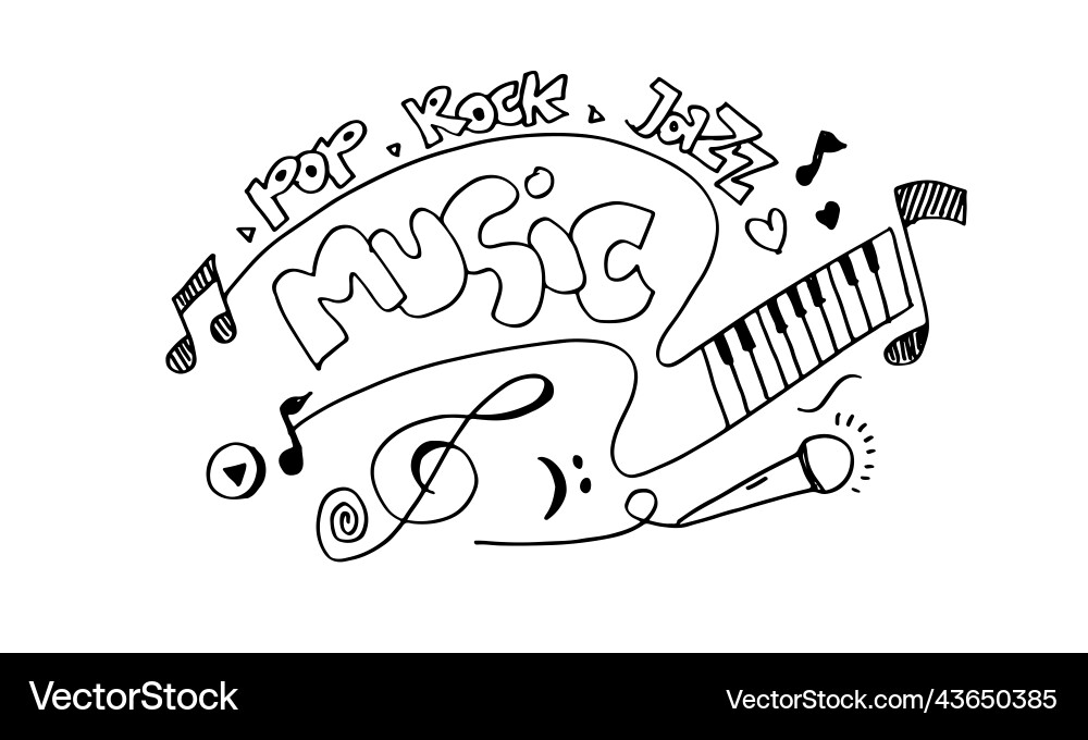 Music background hand drawn set Royalty Free Vector Image