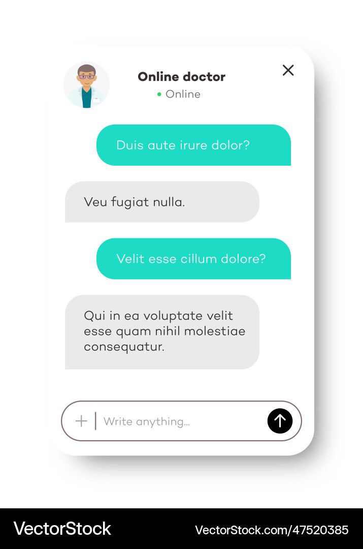 Online doctor chat window for website and mobile Vector Image