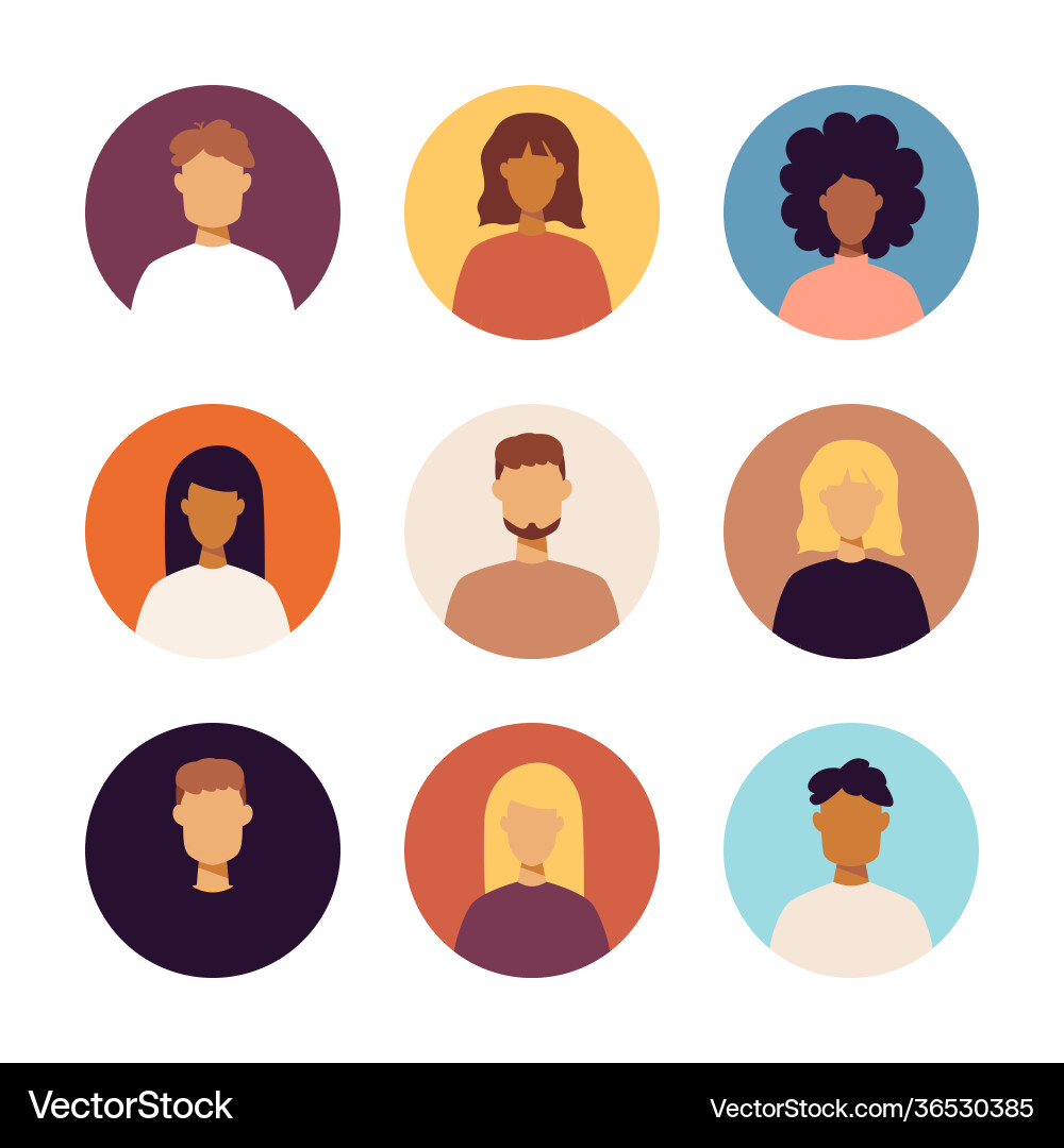 People portraits icons set Royalty Free Vector Image