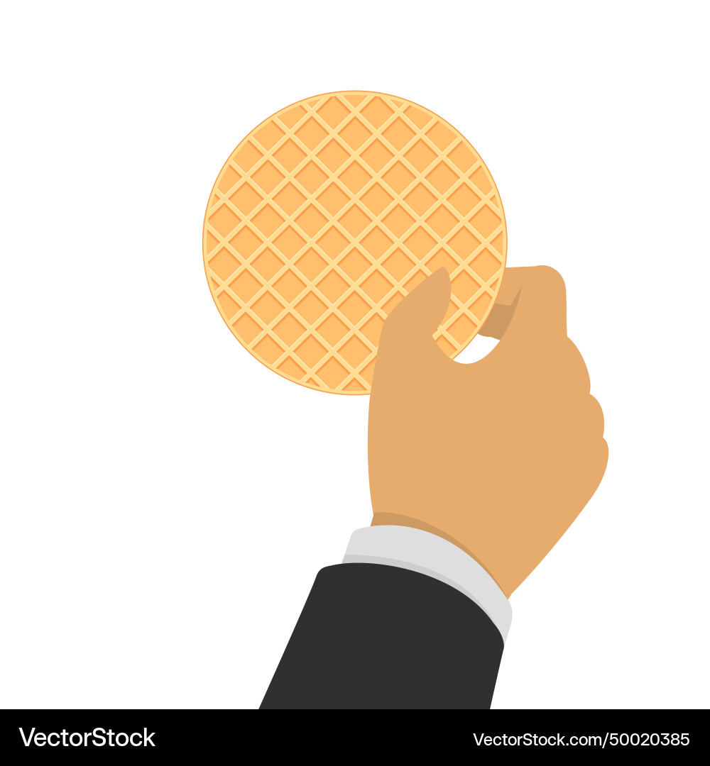 Round waffle in hand belgium waffles Royalty Free Vector