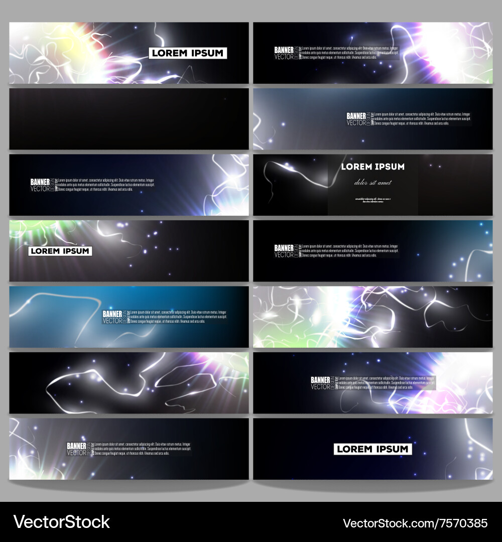 Set of modern banners electric lighting effect Vector Image