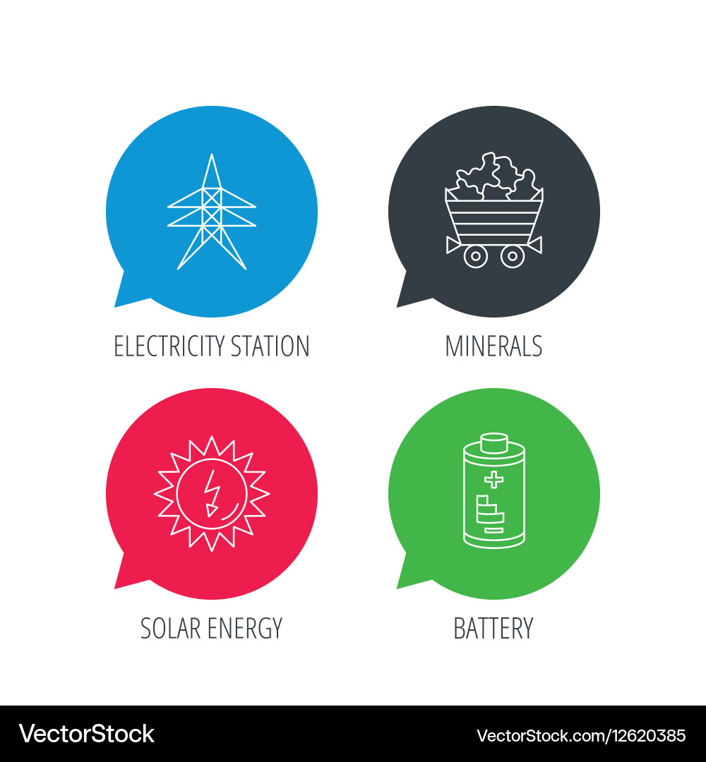 Solar energy battery and minerals Royalty Free Vector Image