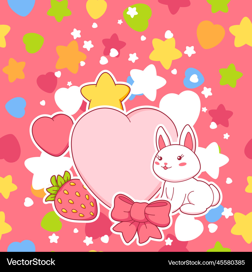 Speech bubble with cute kawaii little bunny funny Vector Image