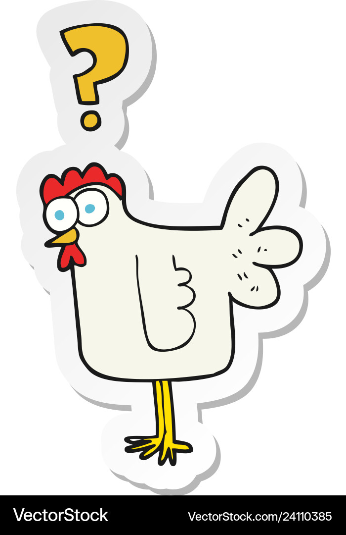 Sticker a cartoon confused chicken Royalty Free Vector Image