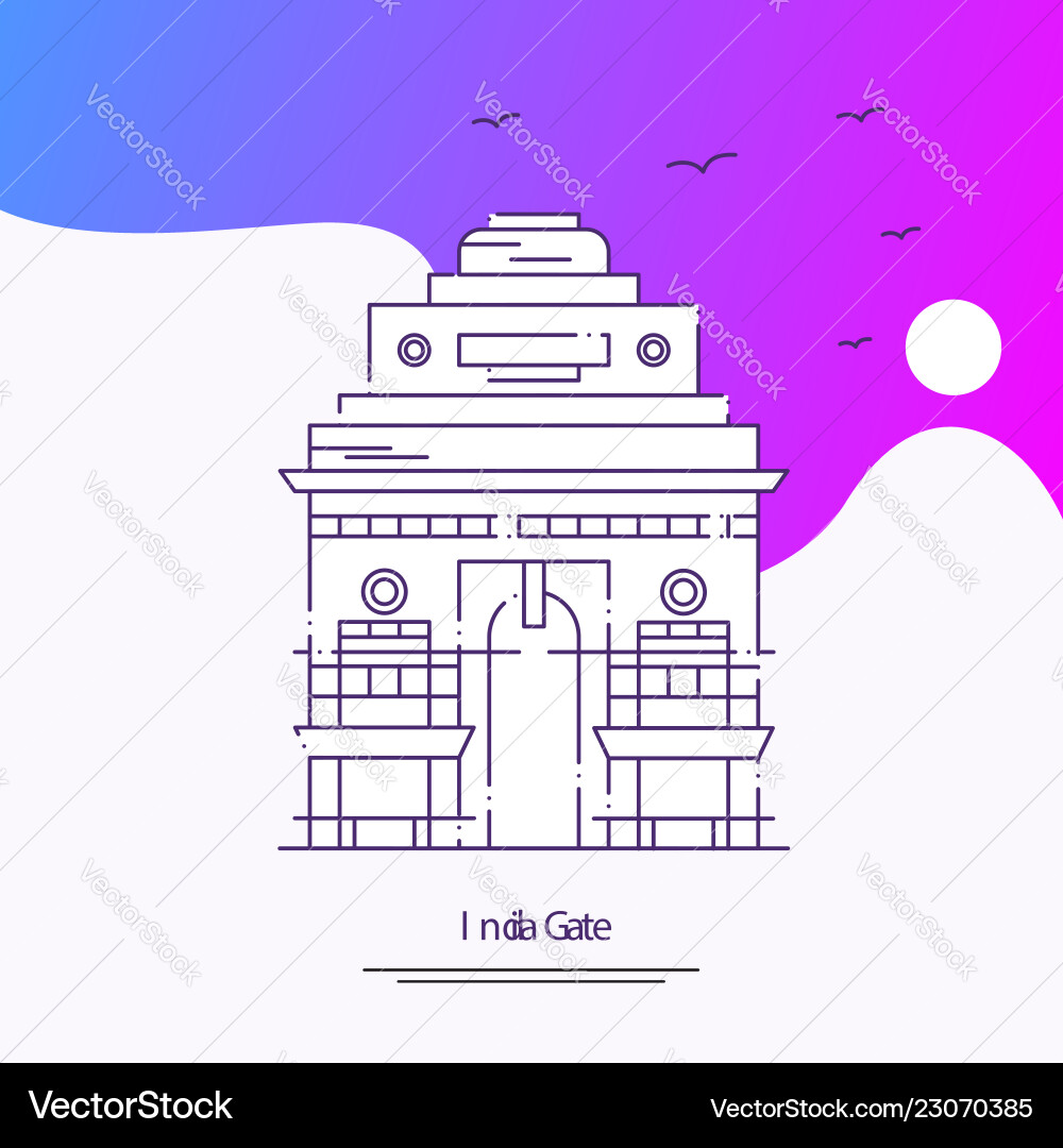 Travel india gate poster template purple creative Vector Image