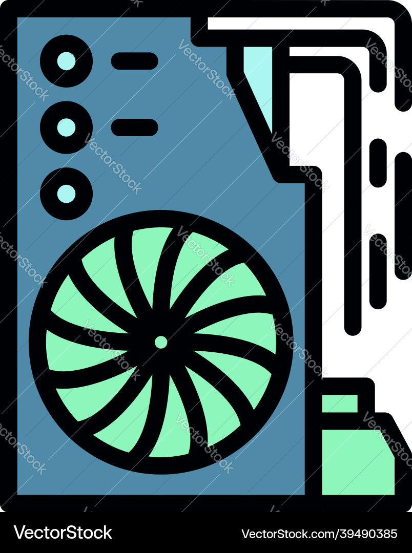 Video card icon color outline Royalty Free Vector Image