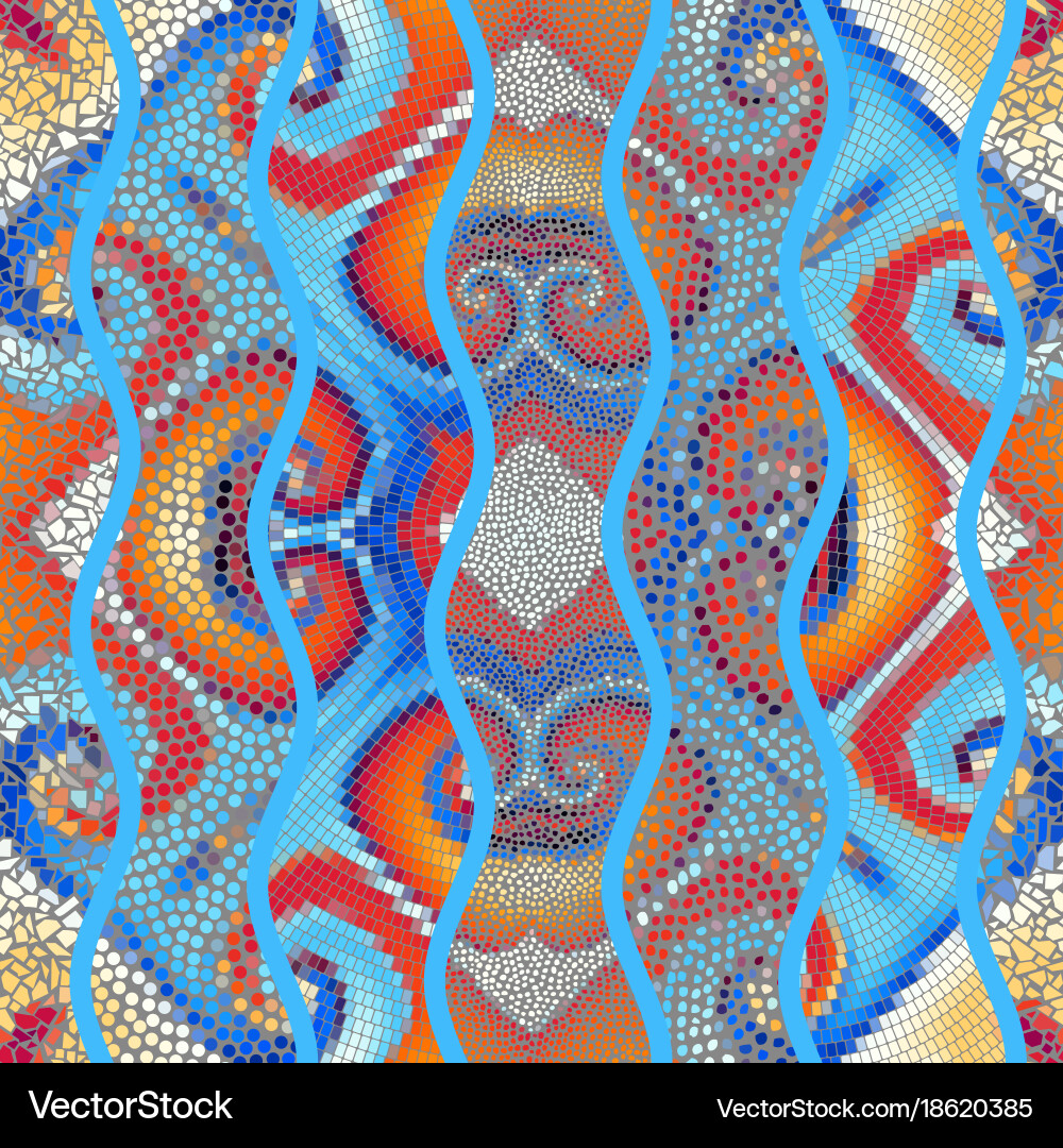 Waves of ornamental mosaic tile patterns Vector Image