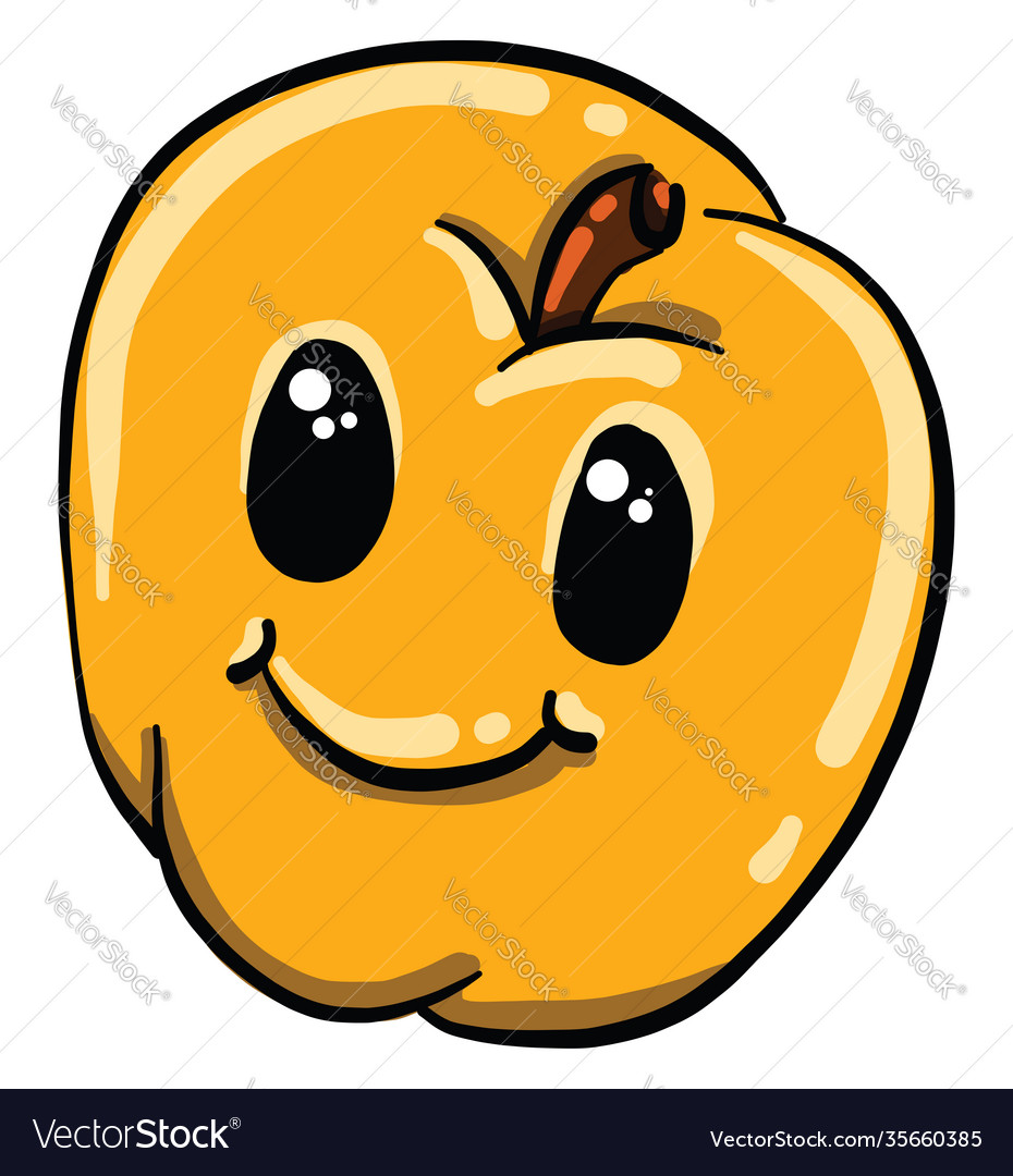 Yellow apple with a face on white background Vector Image