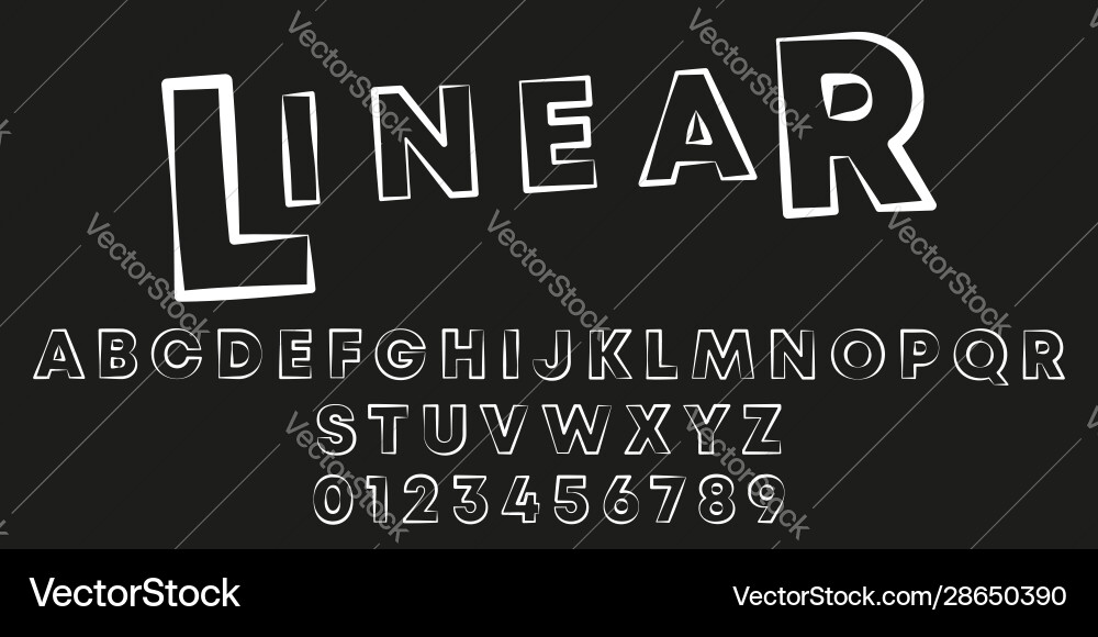 Alphabet letters and numbers linear design Vector Image