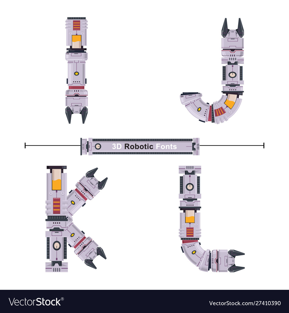 Alphabet typography font 3d robot style in a set Vector Image