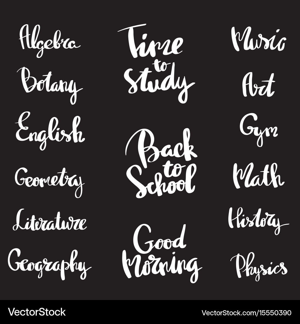Calligraphy school subjects physics art and others