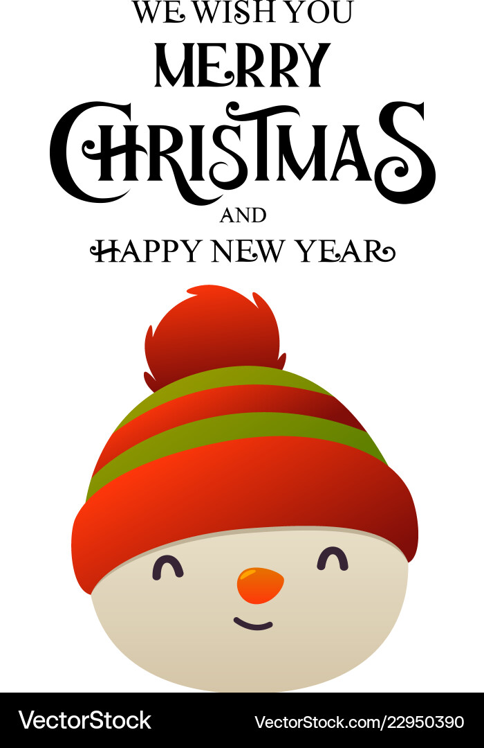 Cheerful cute snowman head on white background Vector Image