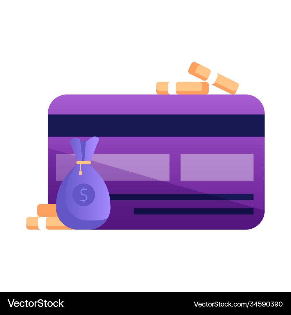 Credit card payment icon in flat design Royalty Free Vector