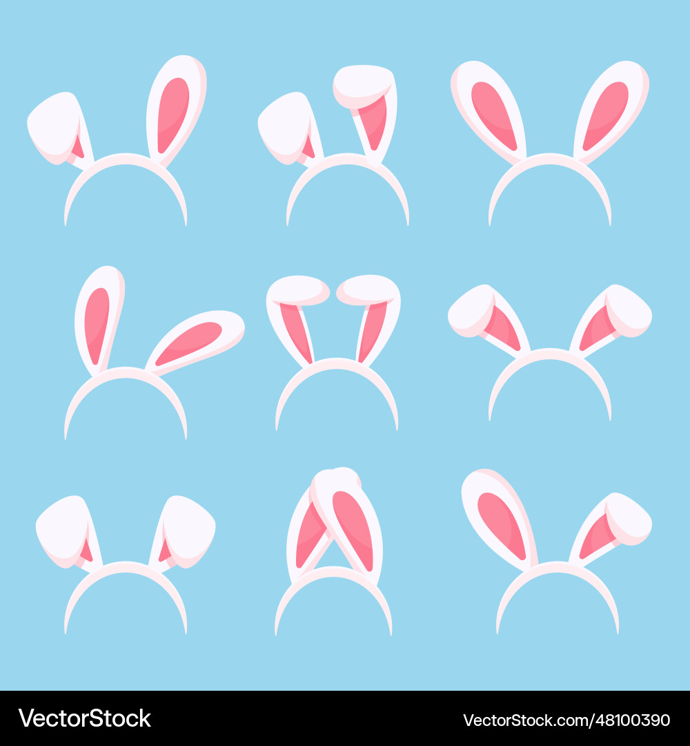 Cute bunny ears headband in various shapes easter Vector Image