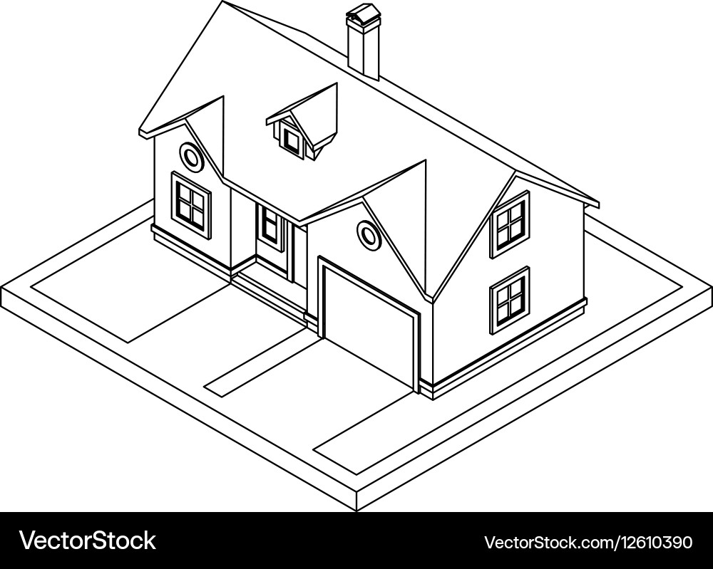 Drawing of private house Royalty Free Vector Image