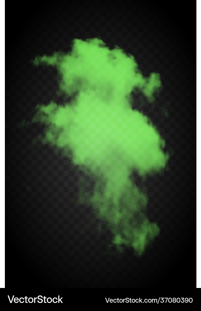 Green smog isolated on black transparent backdrop Vector Image