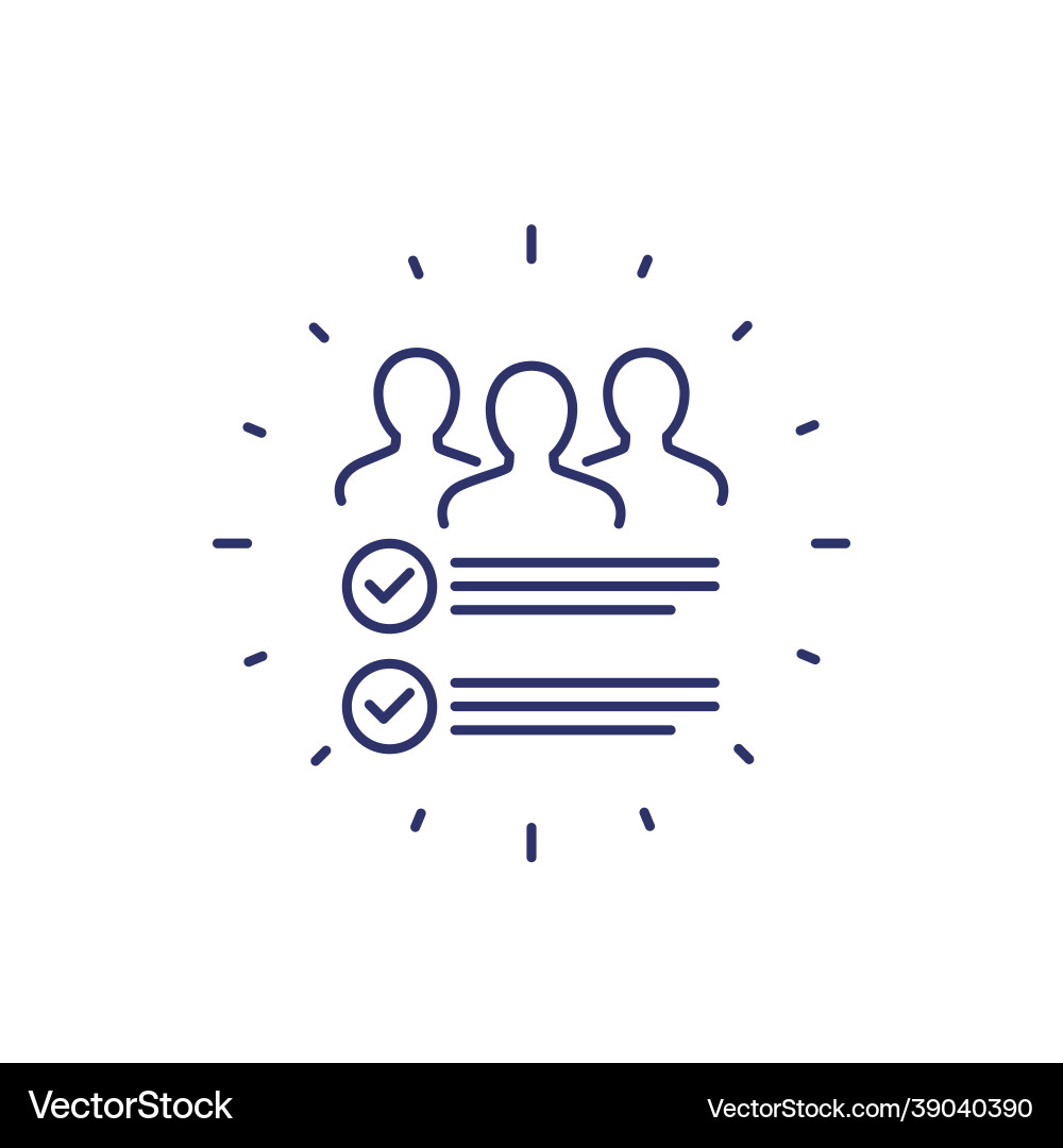 Hr people and check marks line icon Royalty Free Vector