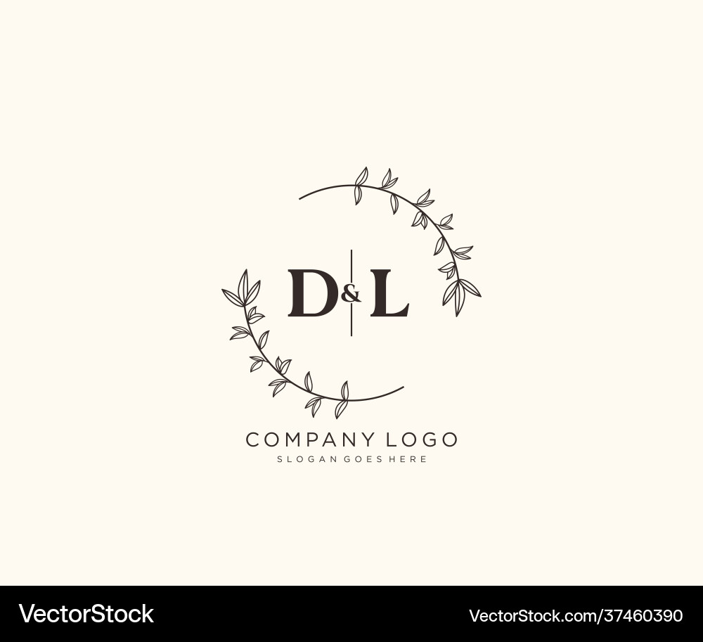 Initial dl letters beautiful floral feminine Vector Image