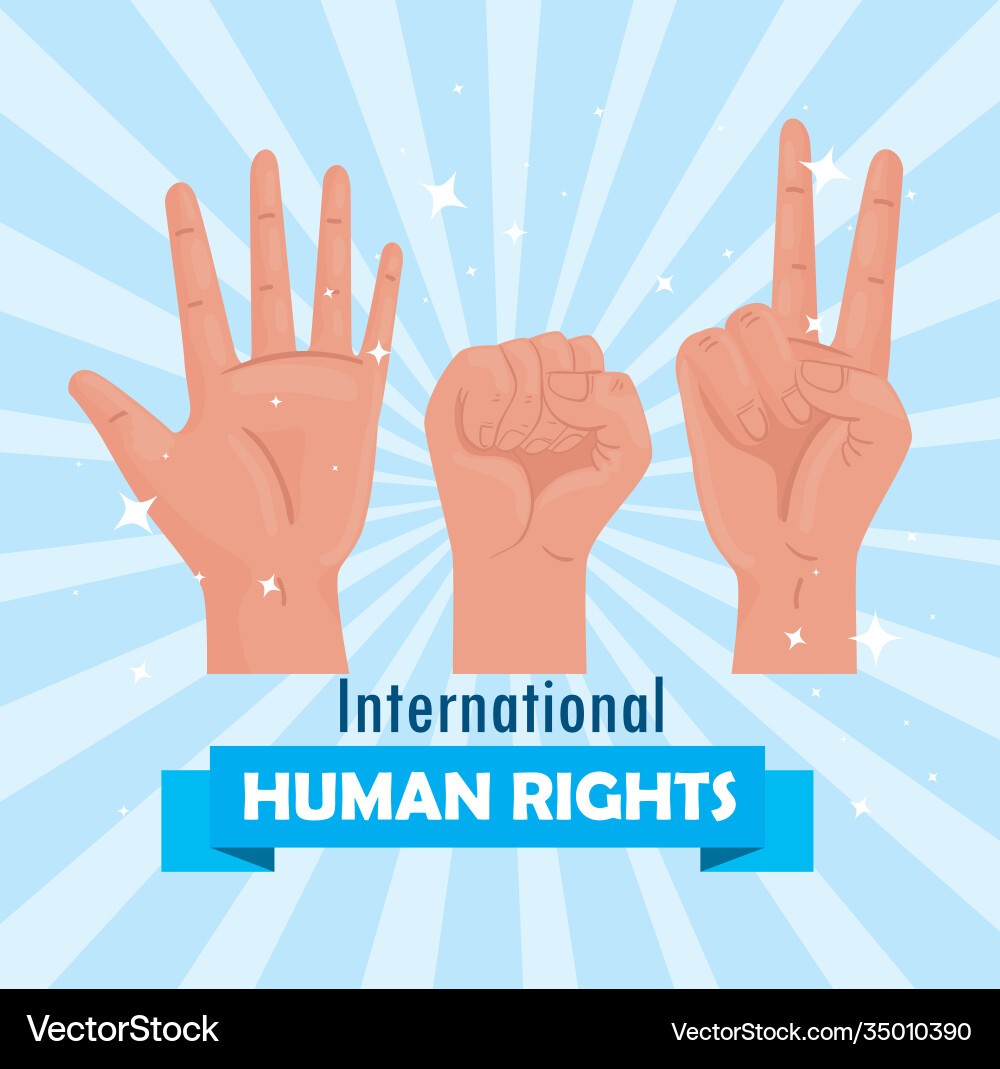 International human rights lettering poster Vector Image