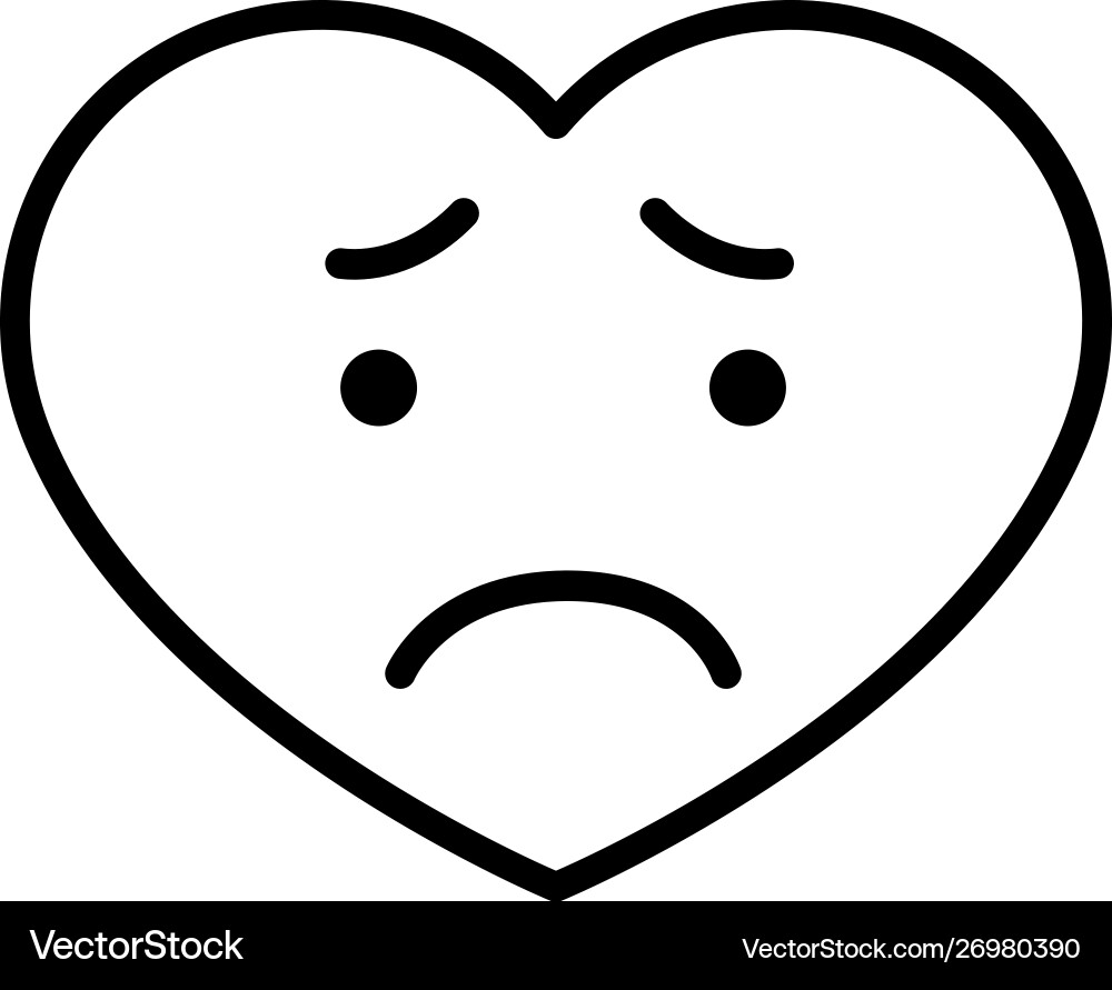 Line drawing heart emoticon icon Royalty Free Vector Image