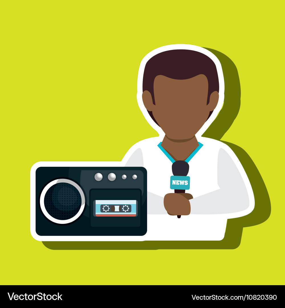 Man voice recorder news Royalty Free Vector Image