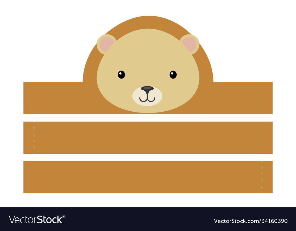 Printable lion paper hat party crown die cut Vector Image