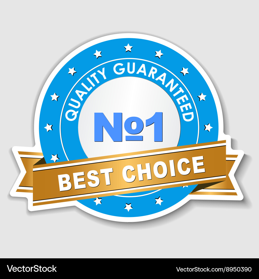 Quality sticker with gold ribbon Royalty Free Vector Image