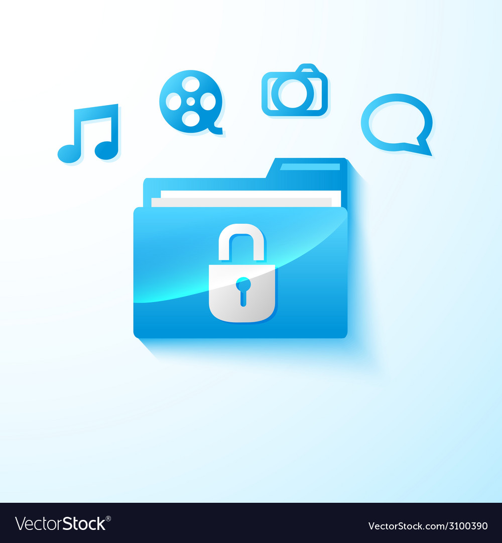Secure multimedia folder Royalty Free Vector Image